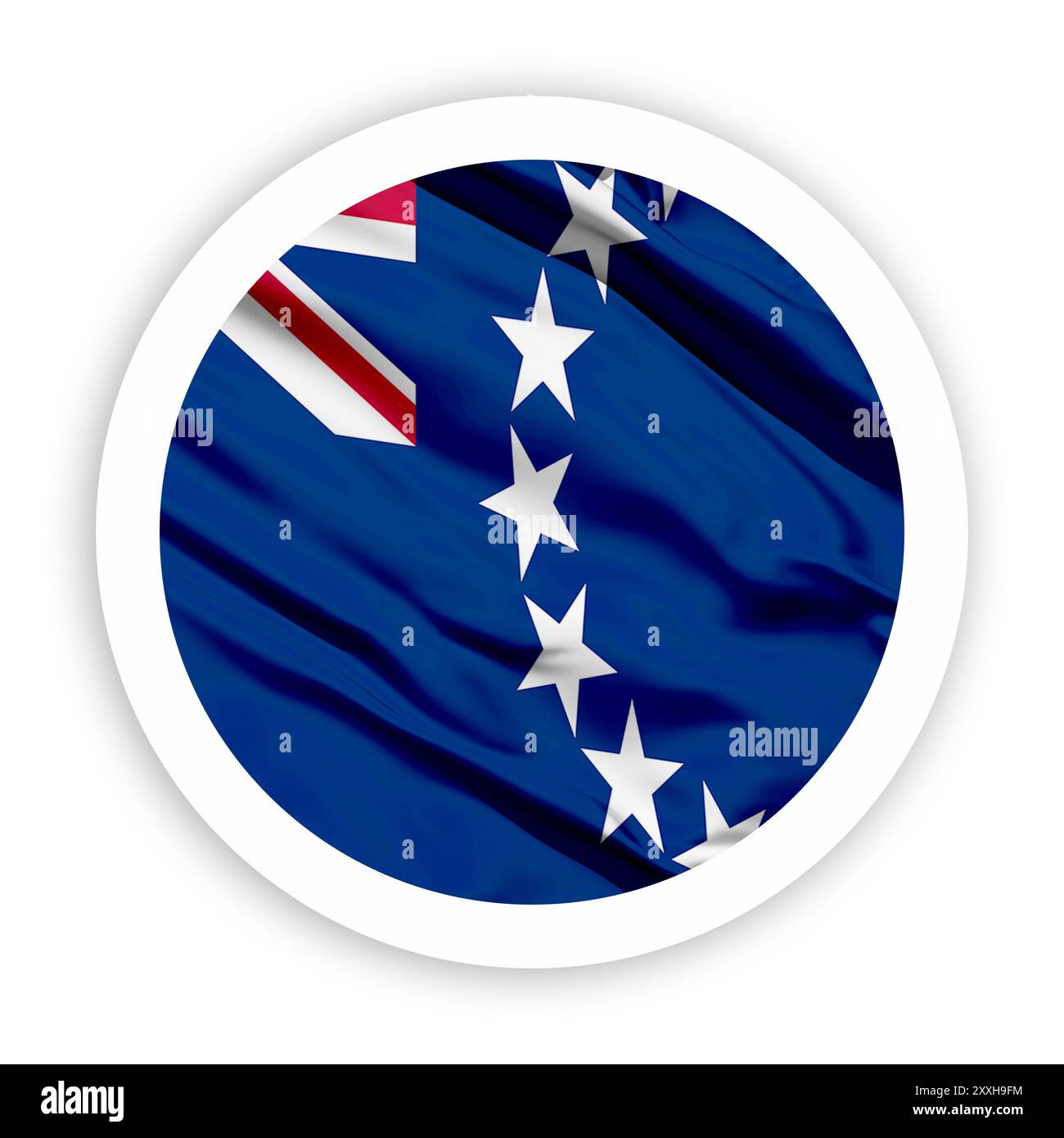 Cook Islands Waving Flag with White Rounded Circle Frame Stock Photo ...