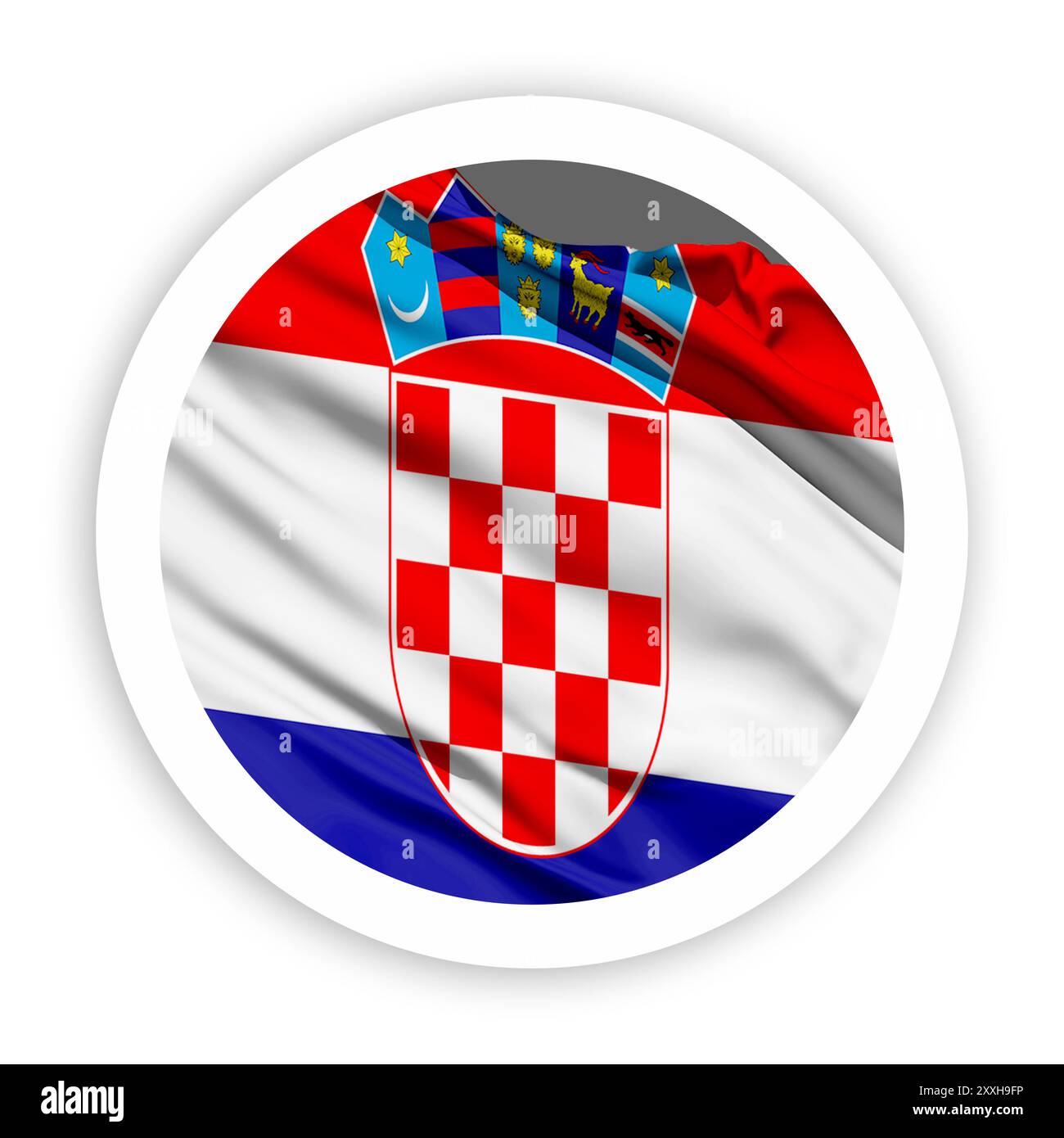 Croatia Waving Flag with White Rounded Circle Frame Stock Photo - Alamy