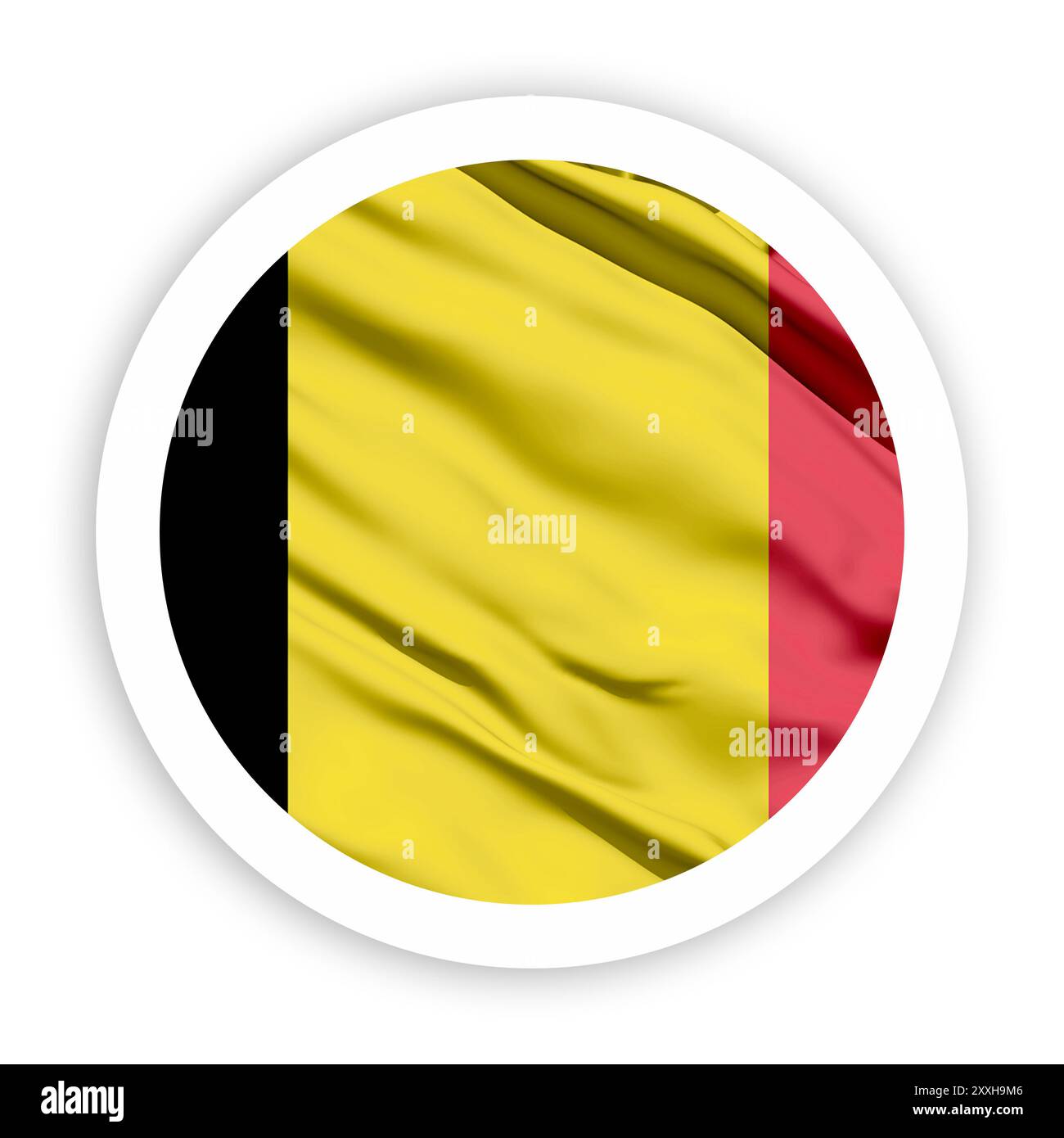 Belgium Waving Flag with White Rounded Circle Frame Stock Photo - Alamy