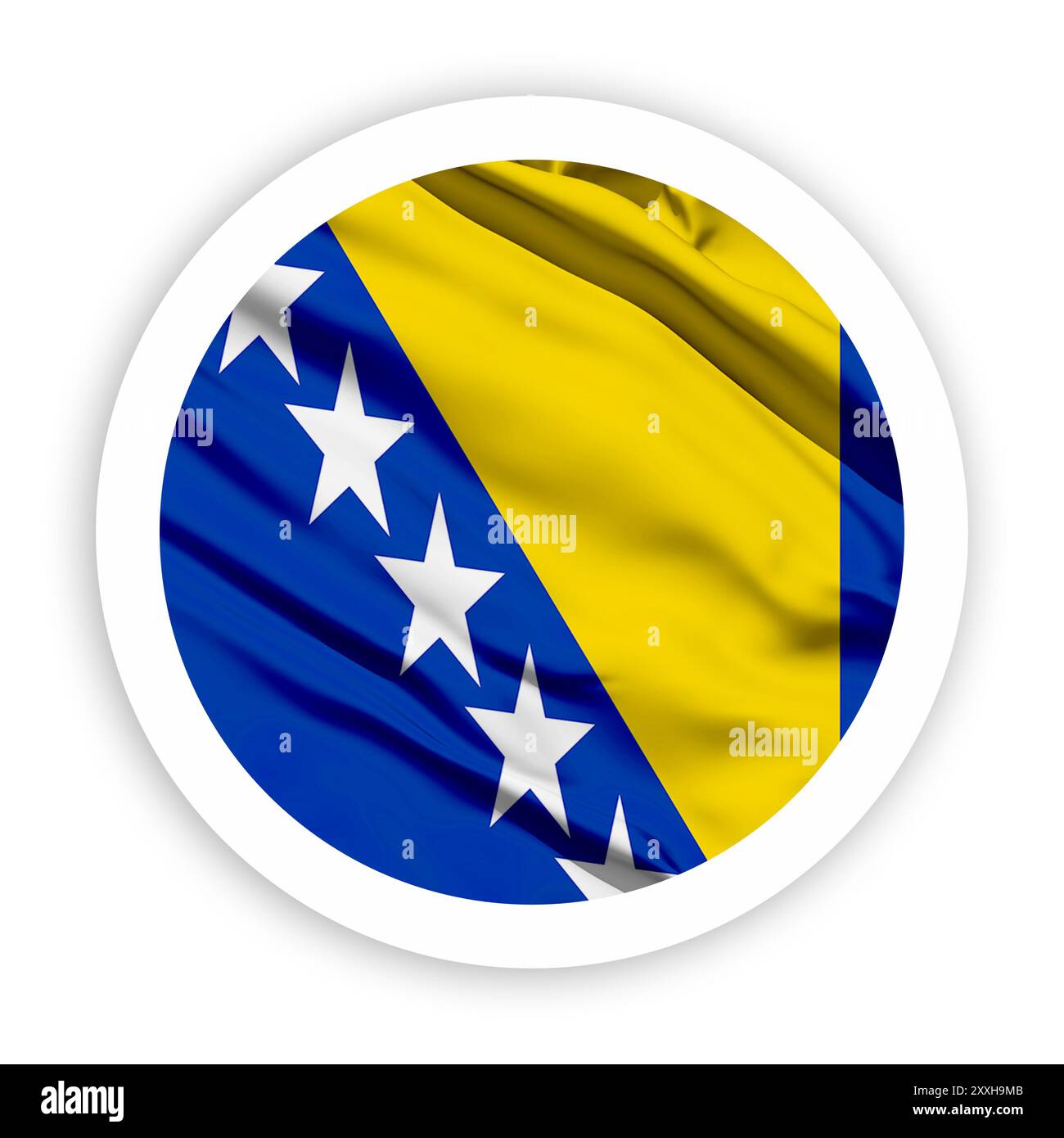 Bosnia and Herzegovina Waving Flag with White Rounded Circle Frame ...