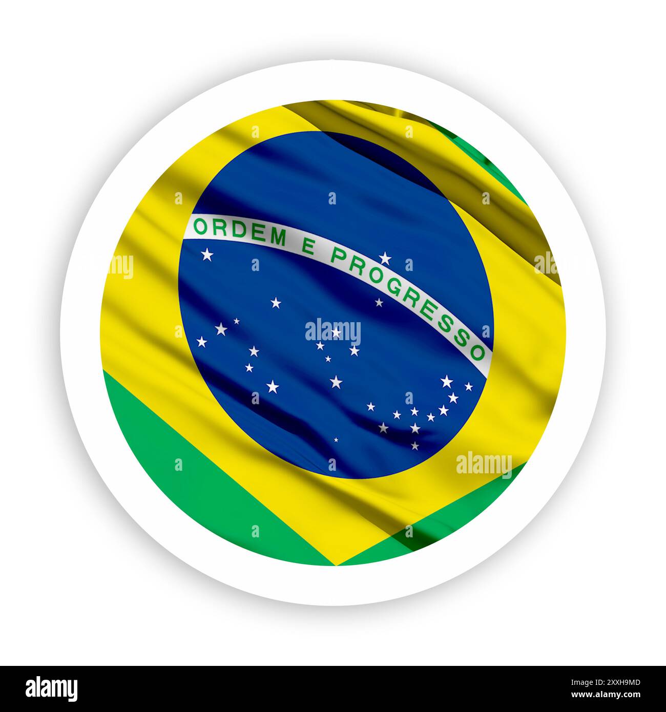 Brazil Waving Flag with White Rounded Circle Frame Stock Photo - Alamy