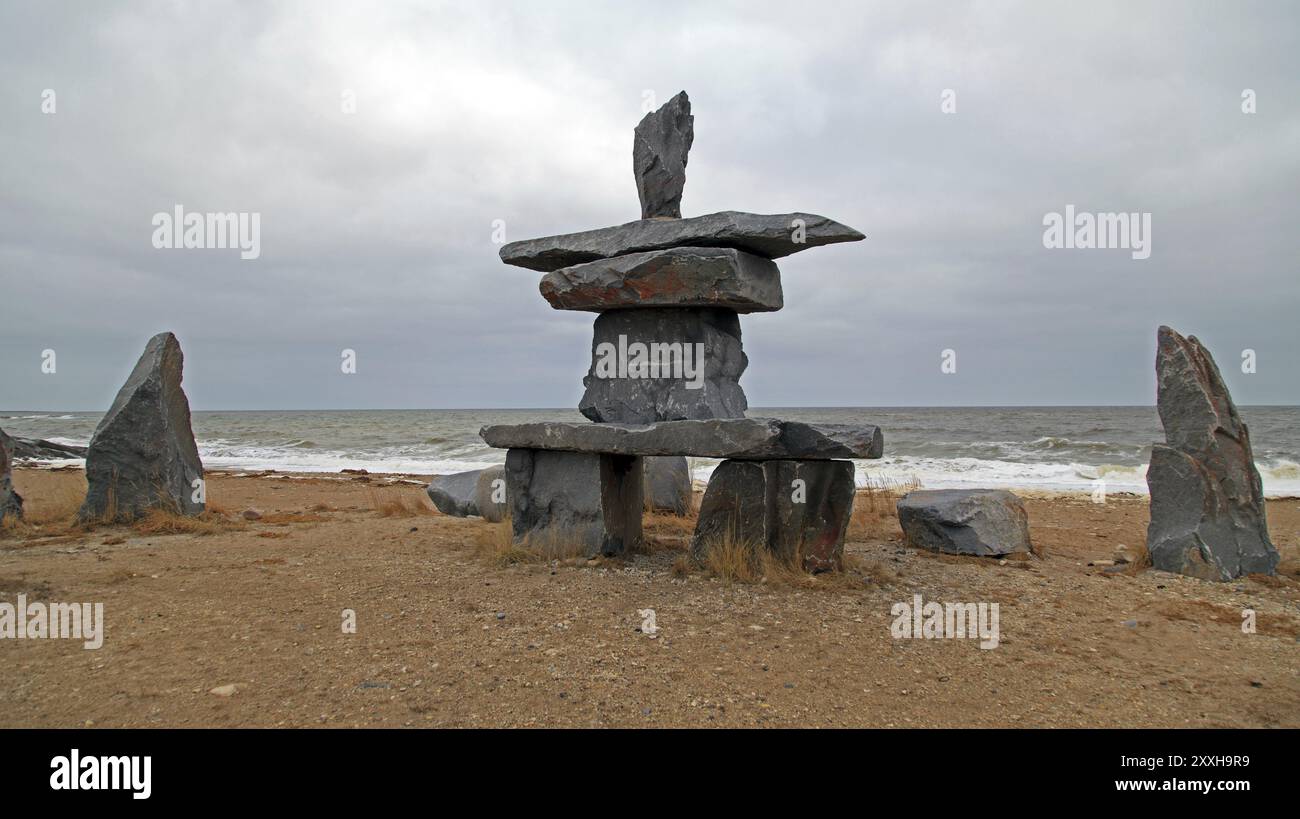 Inukshuk on Hudson Bay near Churchill Stock Photo - Alamy
