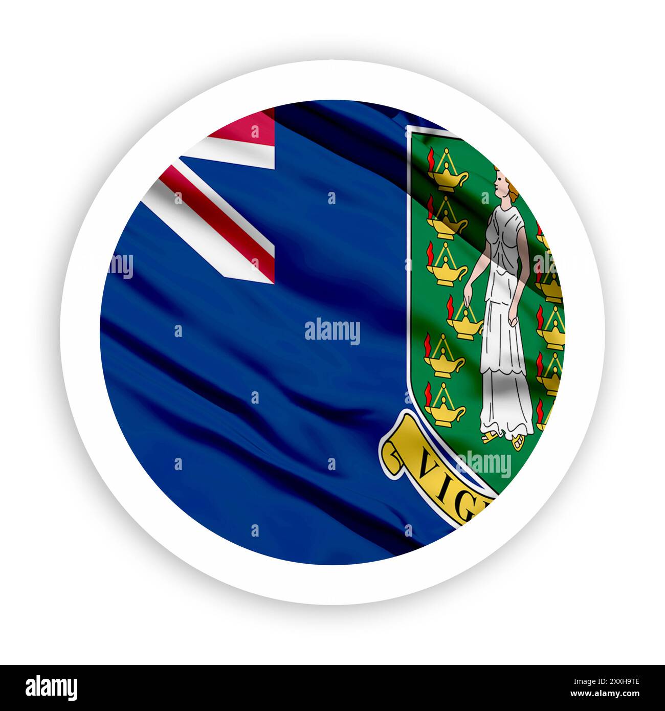 British Virgin Islands Waving Flag with White Rounded Circle Frame ...