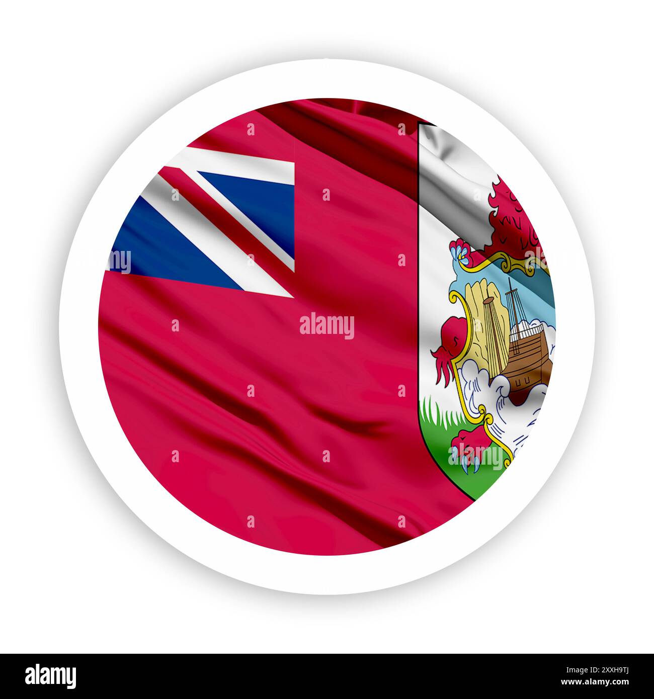 Bermuda Waving Flag with White Rounded Circle Frame Stock Photo - Alamy