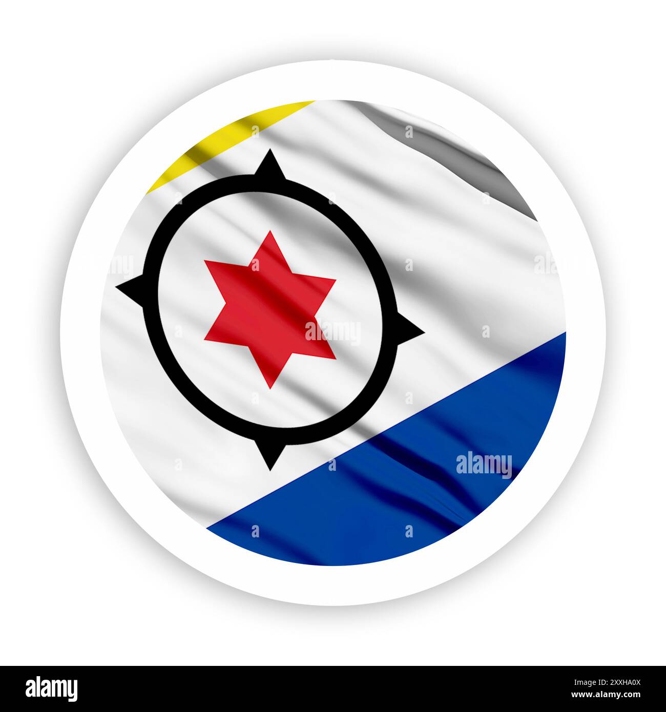 Bonaire Waving Flag with White Rounded Circle Frame Stock Photo - Alamy