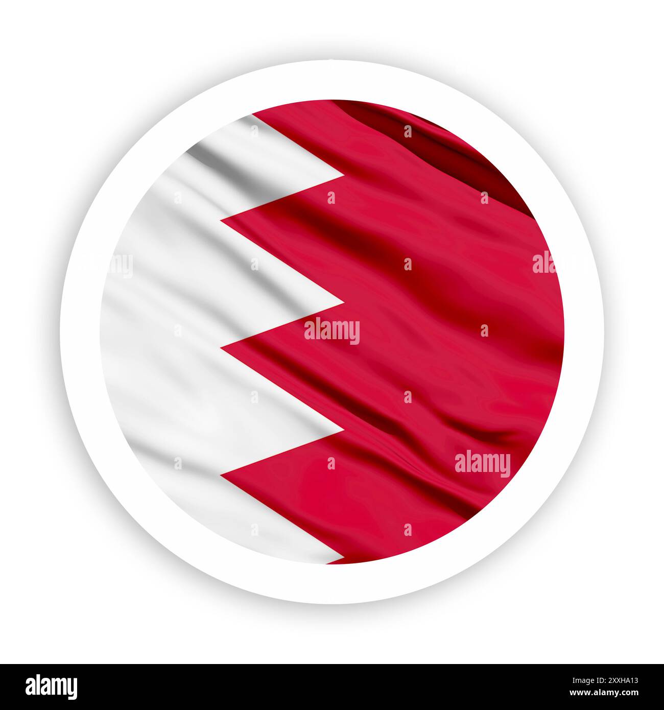 Bahrain Waving Flag with White Rounded Circle Frame Stock Photo - Alamy