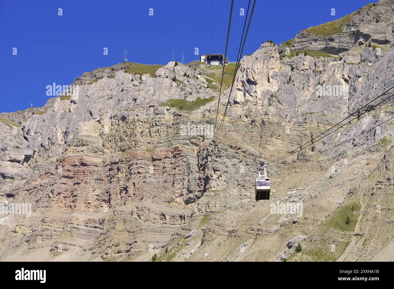 Seceda cable car in the Dolomites, ropeway to the mountain Seceda ...