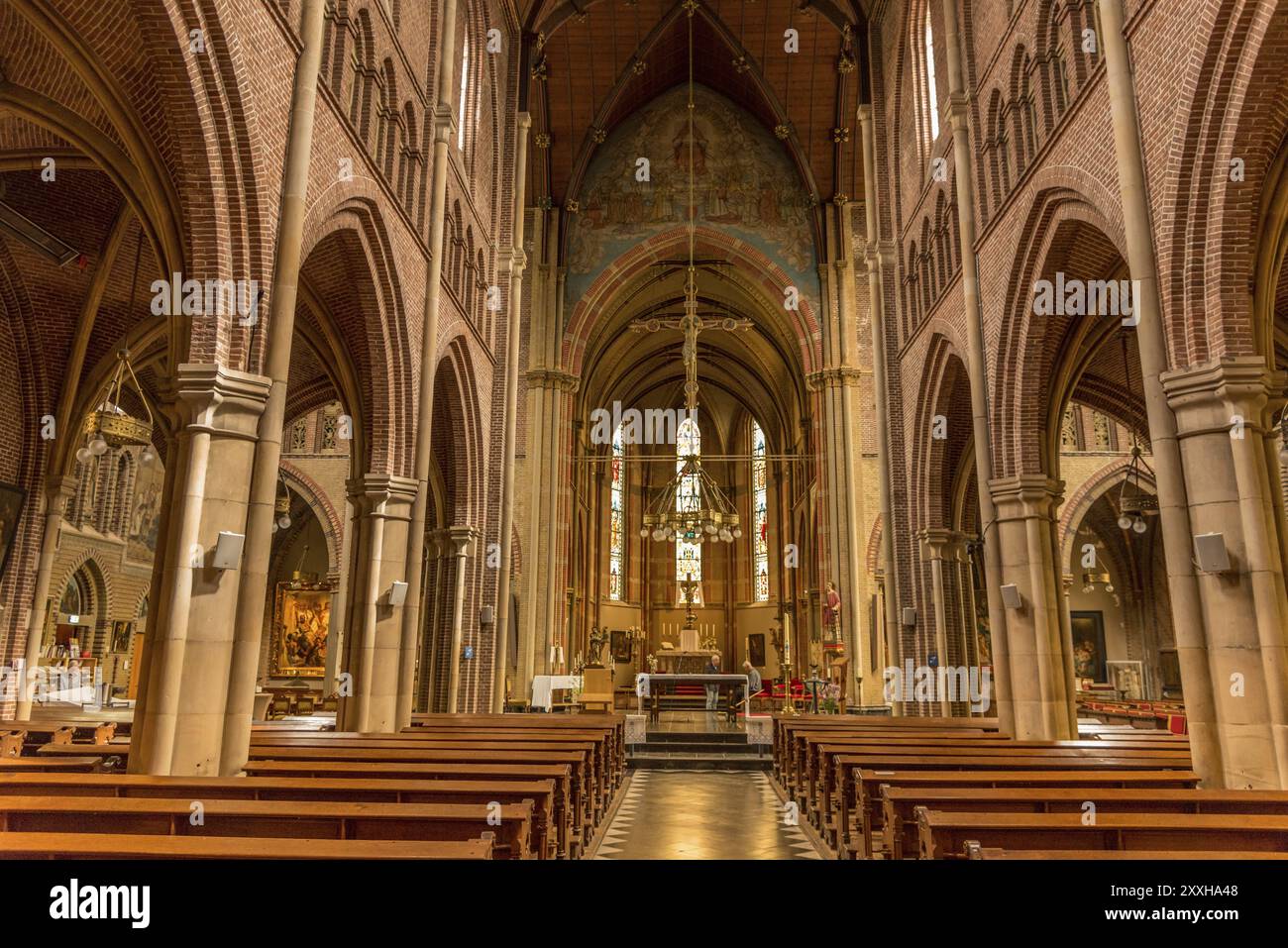 Alkmaar, Netherlands, May 2022. The interior of a church with religious ...
