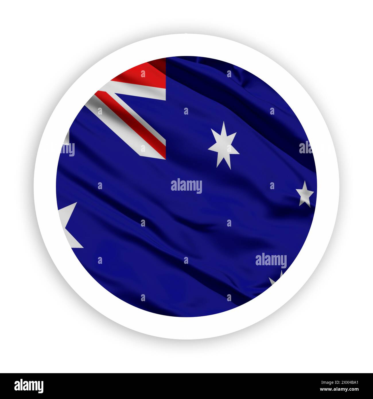 Australia Waving Flag with White Rounded Circle Frame Stock Photo - Alamy