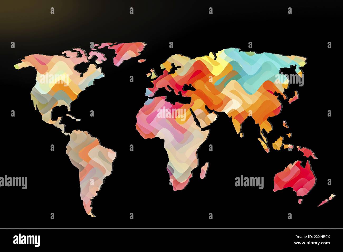 Roughly outlined world map with a colorful background patterns Stock ...