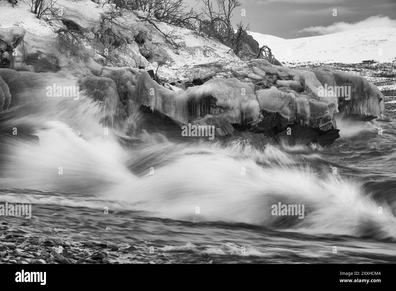 Photo lake in lapland Black and White Stock Photos & Images - Alamy
