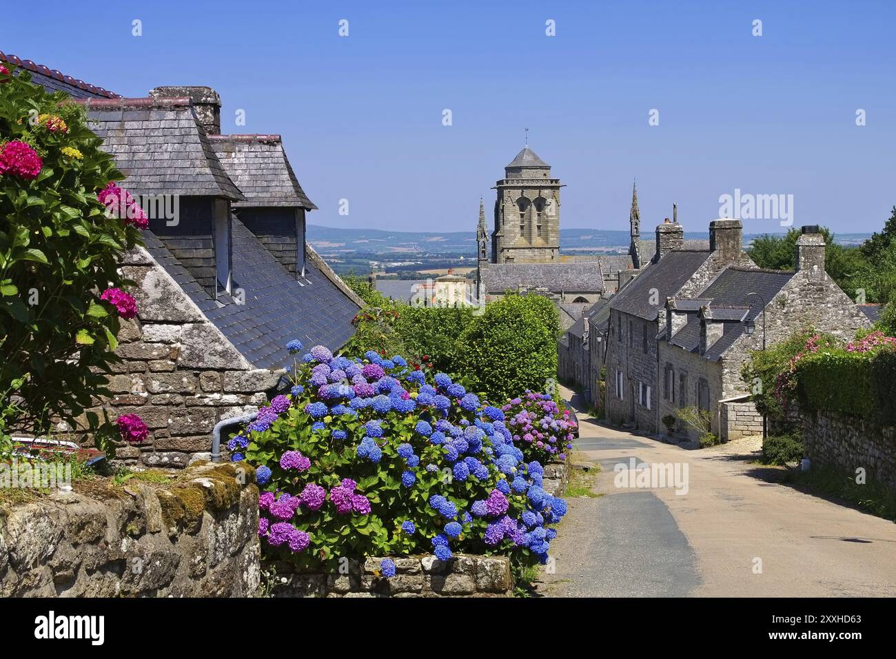 The medieval village of Locronan in Brittany, France, medieval village ...