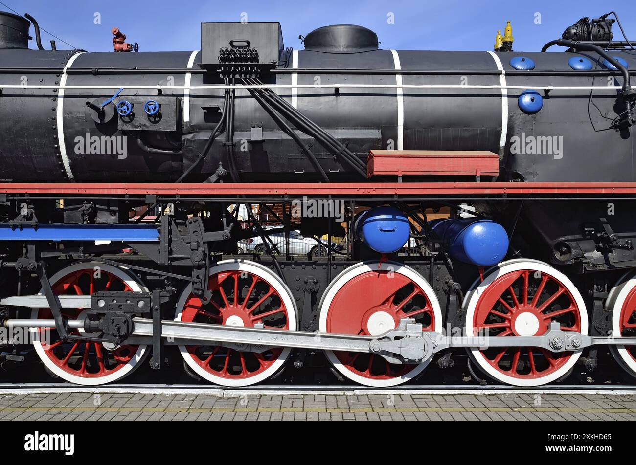 Ancient steam locomotive series TE 858 closeup Stock Photo - Alamy