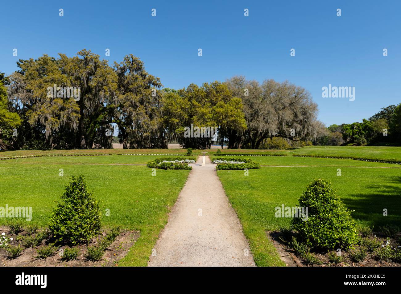 View of the octagonal garden at Middleton Place in South Carolina ...