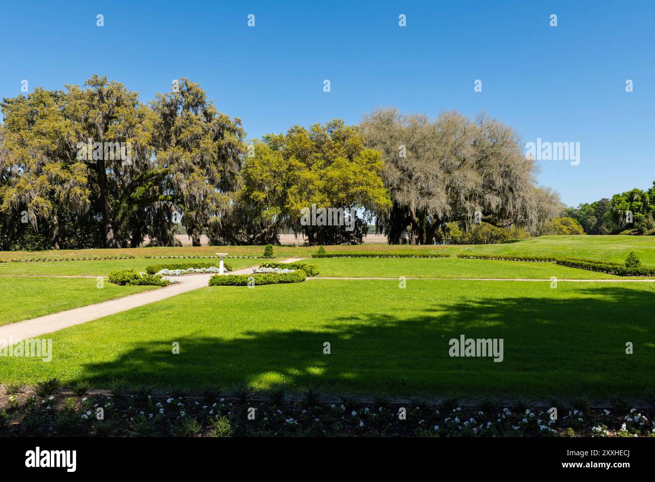 View of the octagonal garden at Middleton Place in South Carolina ...