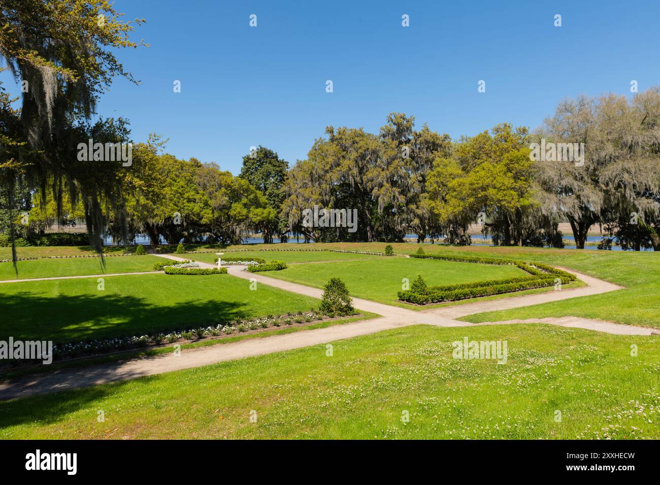 View of the octagonal garden at Middleton Place in South Carolina ...
