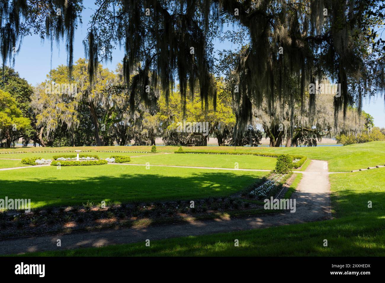 View of the octagonal garden at Middleton Place in South Carolina ...
