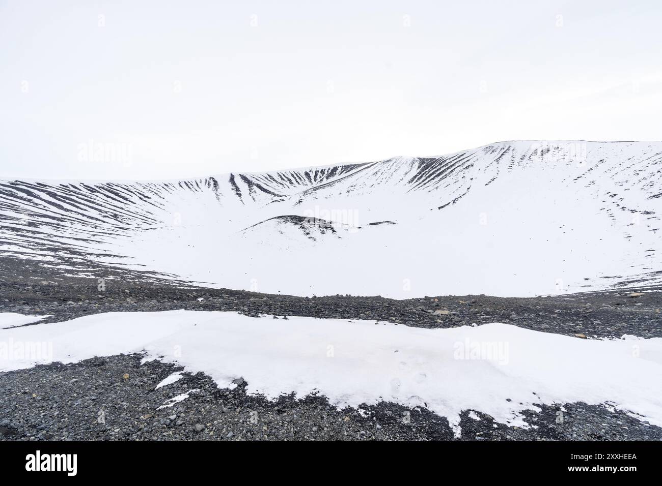 Beautiful frozen landscape on the Hverfjall volcano in Myvatn National ...