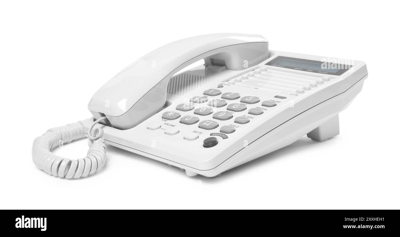 One telephone isolated on white. Modern technology Stock Photo - Alamy