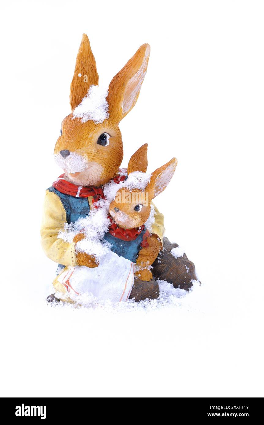 Easter in the snow, Easter bunnies in the snow Stock Photo - Alamy