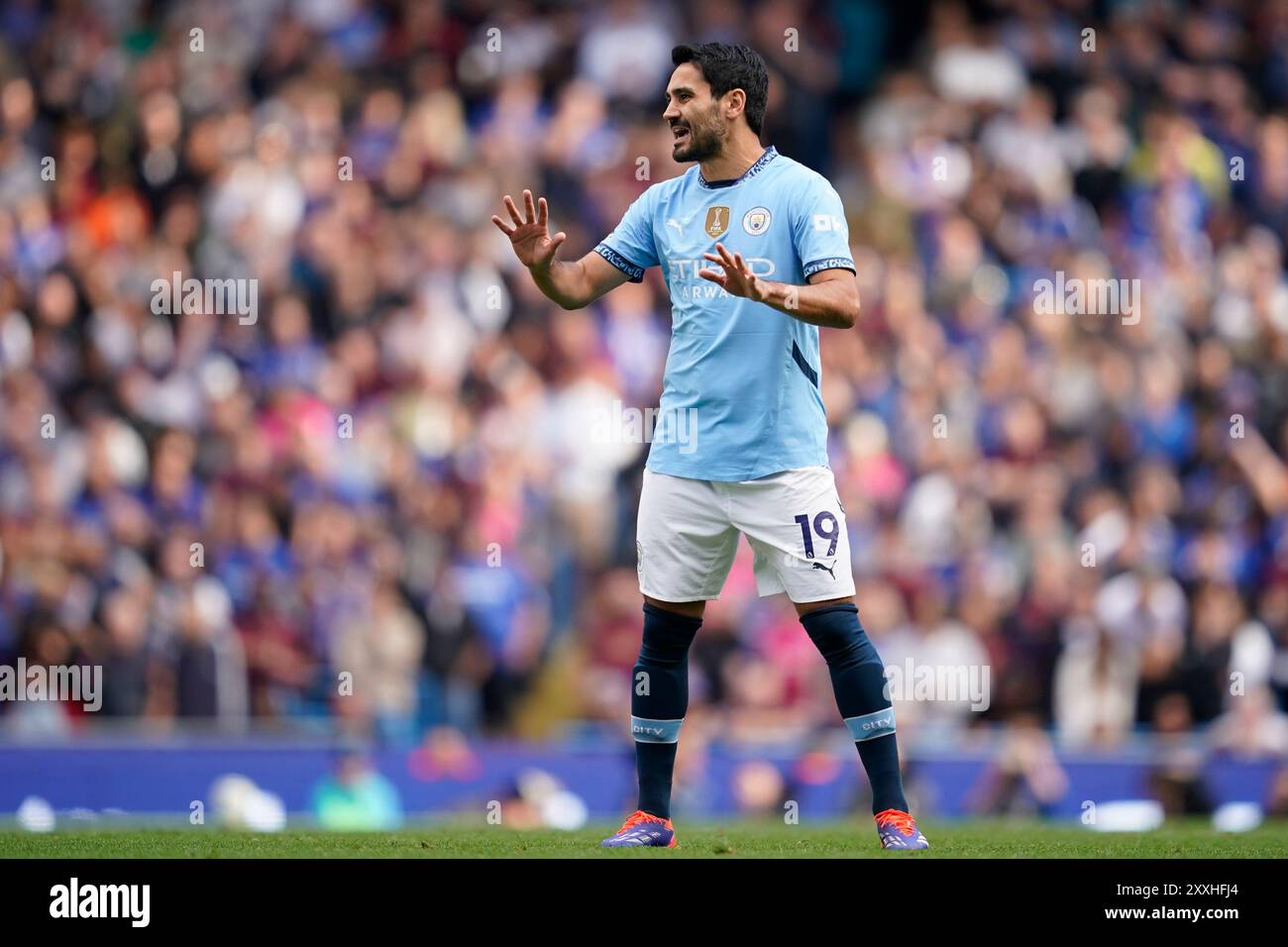 Manchester City's Ilkay Gundogan gestures during the English Premier ...
