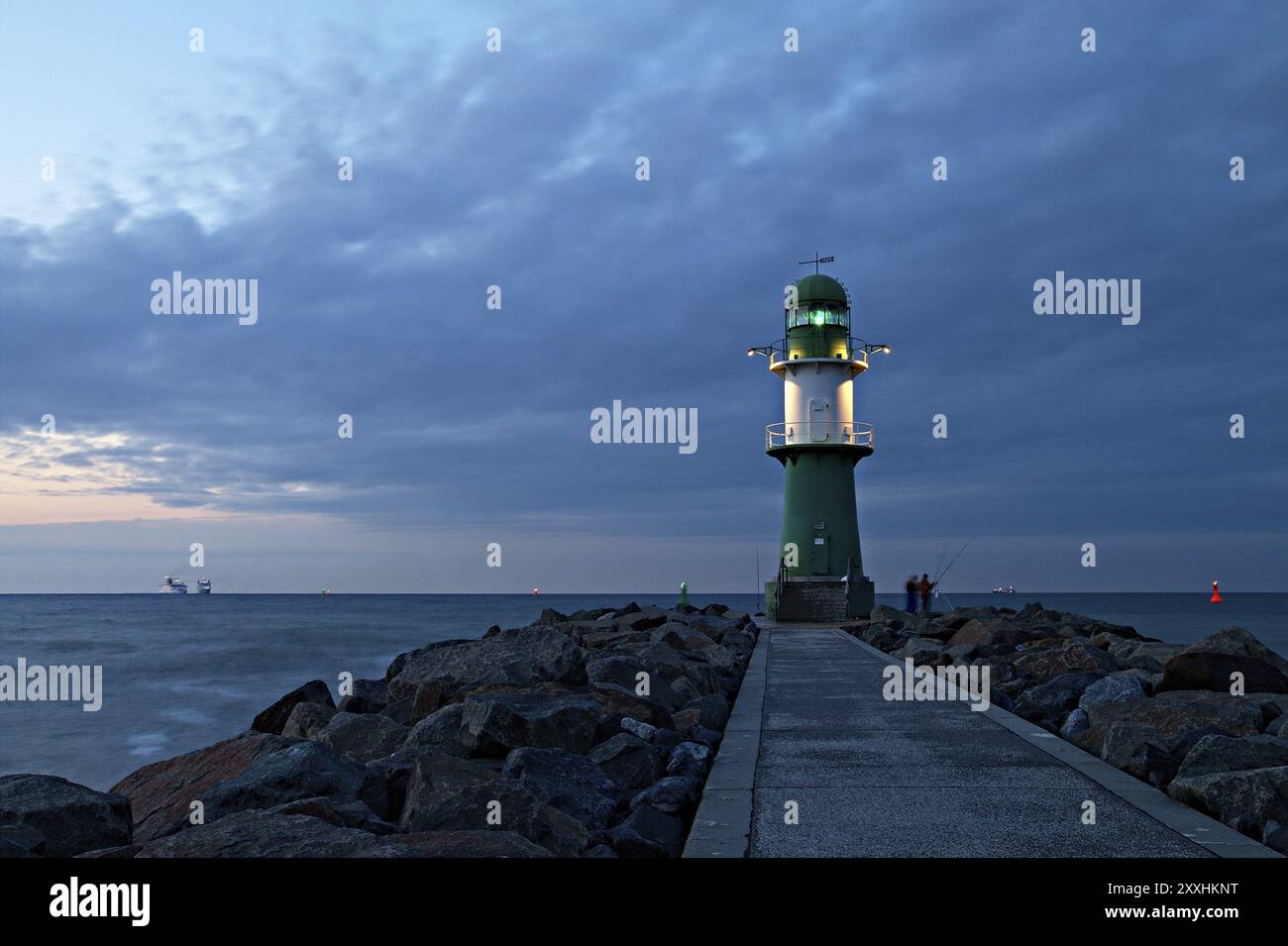 The western pier in Warnemuende Stock Photo - Alamy