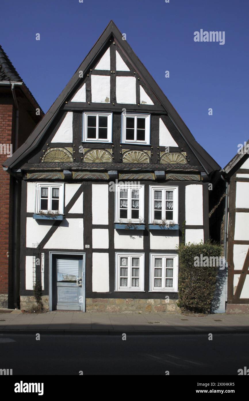 Small half-timbered house in Lemgo Stock Photo - Alamy