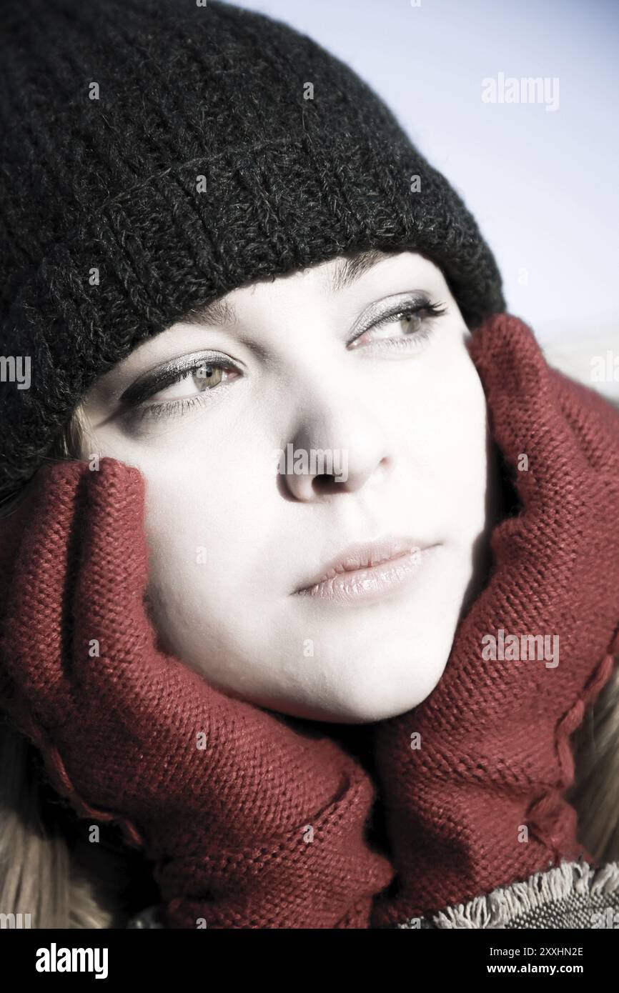 Young Model Woman Thinking Outdoors Stock Photo - Alamy