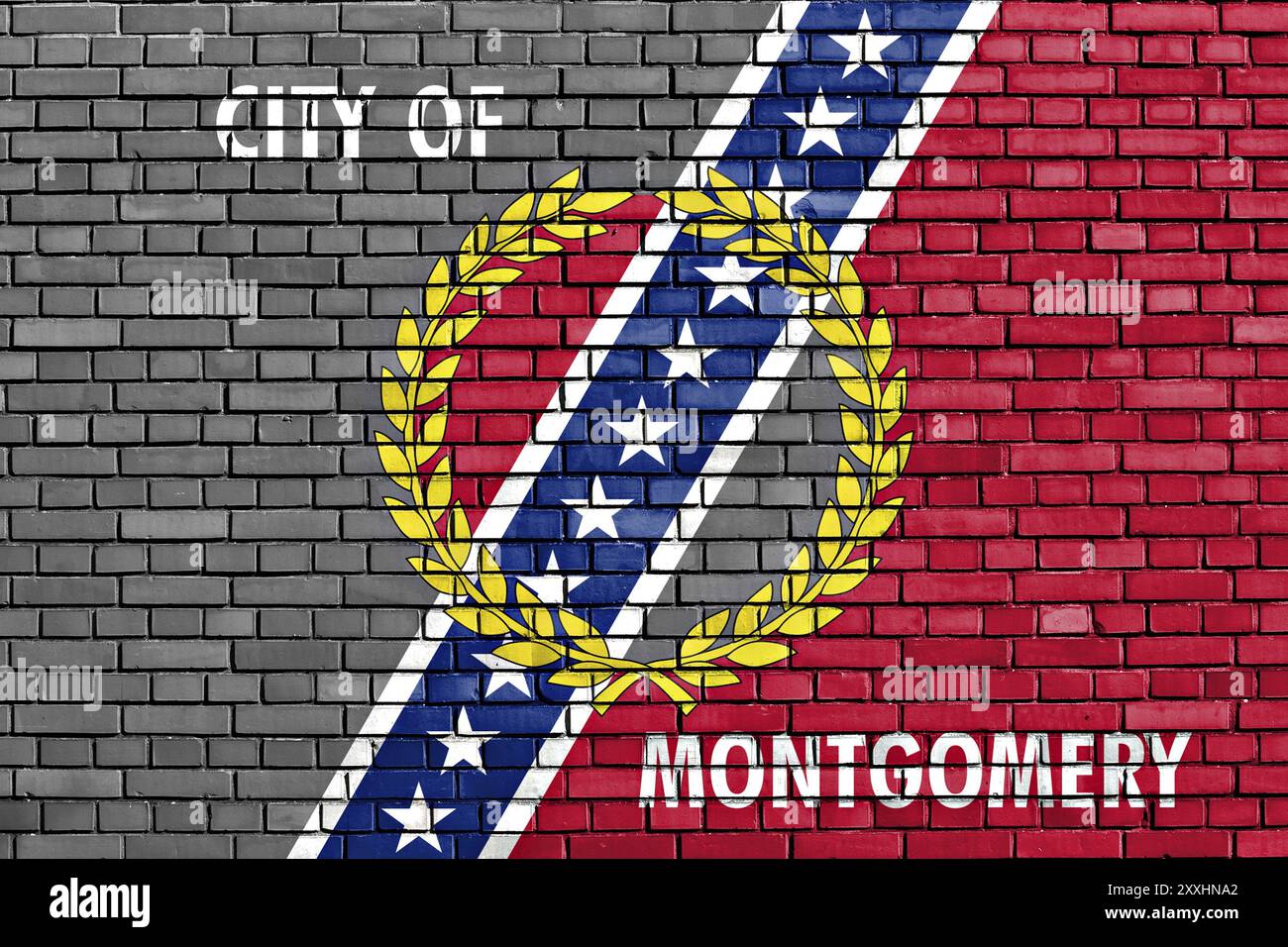 Flag of Montgomery painted on brick wall Stock Photo - Alamy