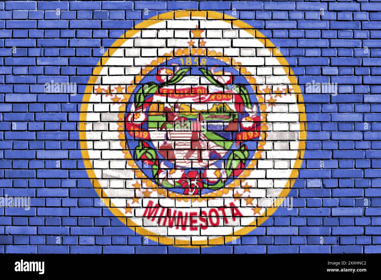 Flag of Minnesota painted on brick wall Stock Photo - Alamy