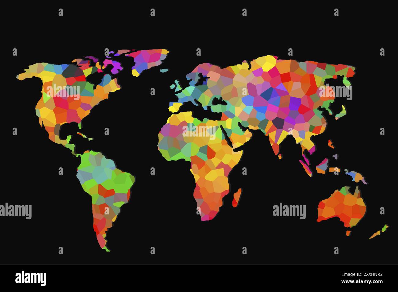 Roughly outlined world map with a colorful background patterns Stock ...
