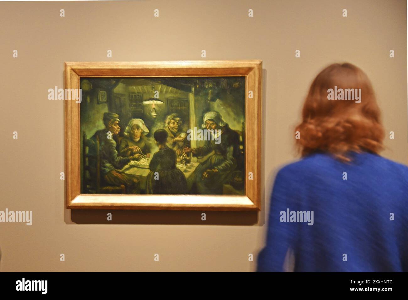 Amsterdam, Netherlands. January 2023. Visitors admire paintings by ...