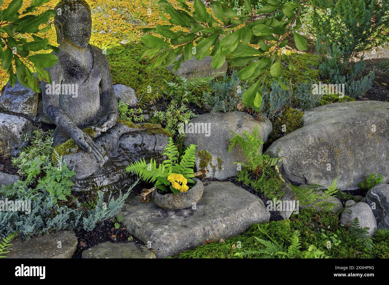 Open day, stone Buddha figure, Daishin Zen monastery and seminar centre ...