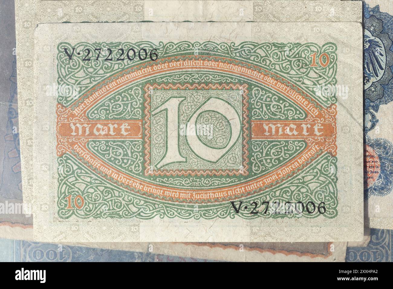 Historical banknote, Reichsbanknote, 10 Mark, German Reich, Weimar ...