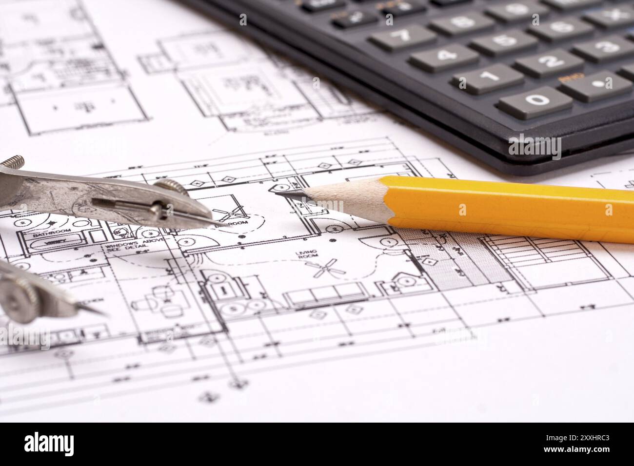 Engineering and architecture drawings with pencil Stock Photo - Alamy