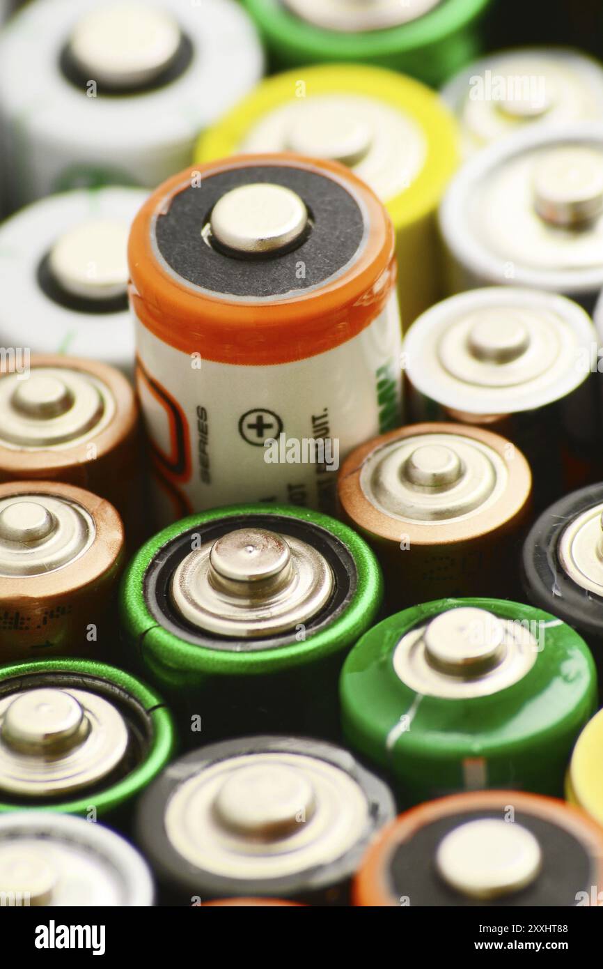 Composition with alkaline batteries Stock Photo - Alamy