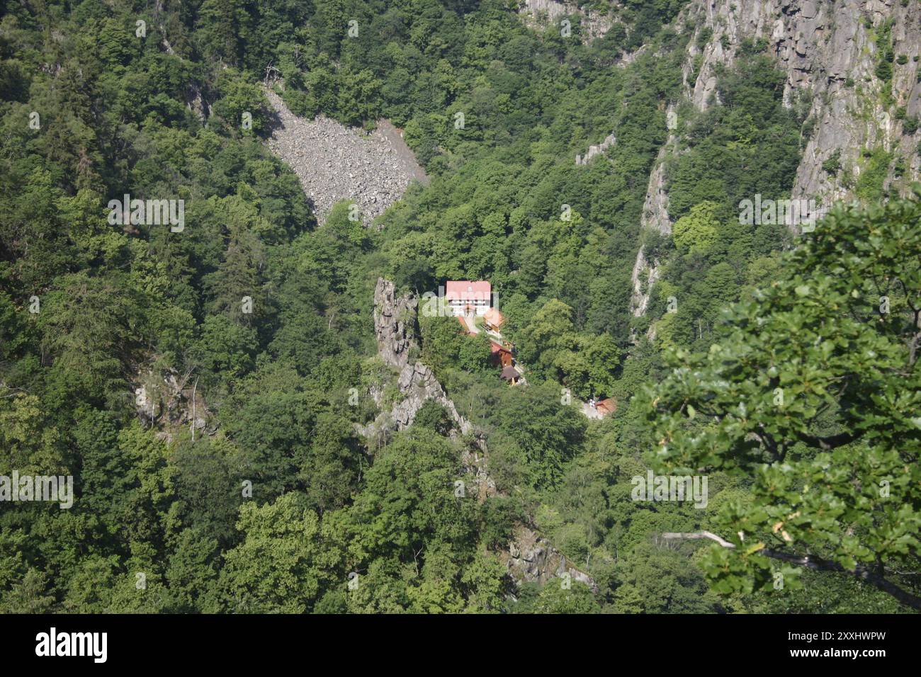 The wild and romantic Bode Valley in the Harz Mountains near Thale ...