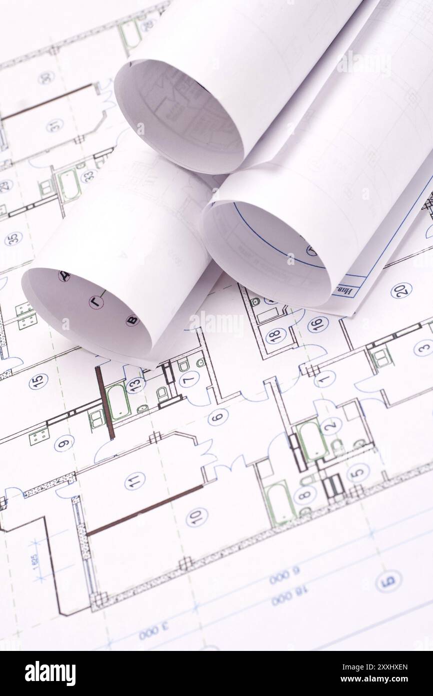 Engineering and architecture drawings Stock Photo - Alamy