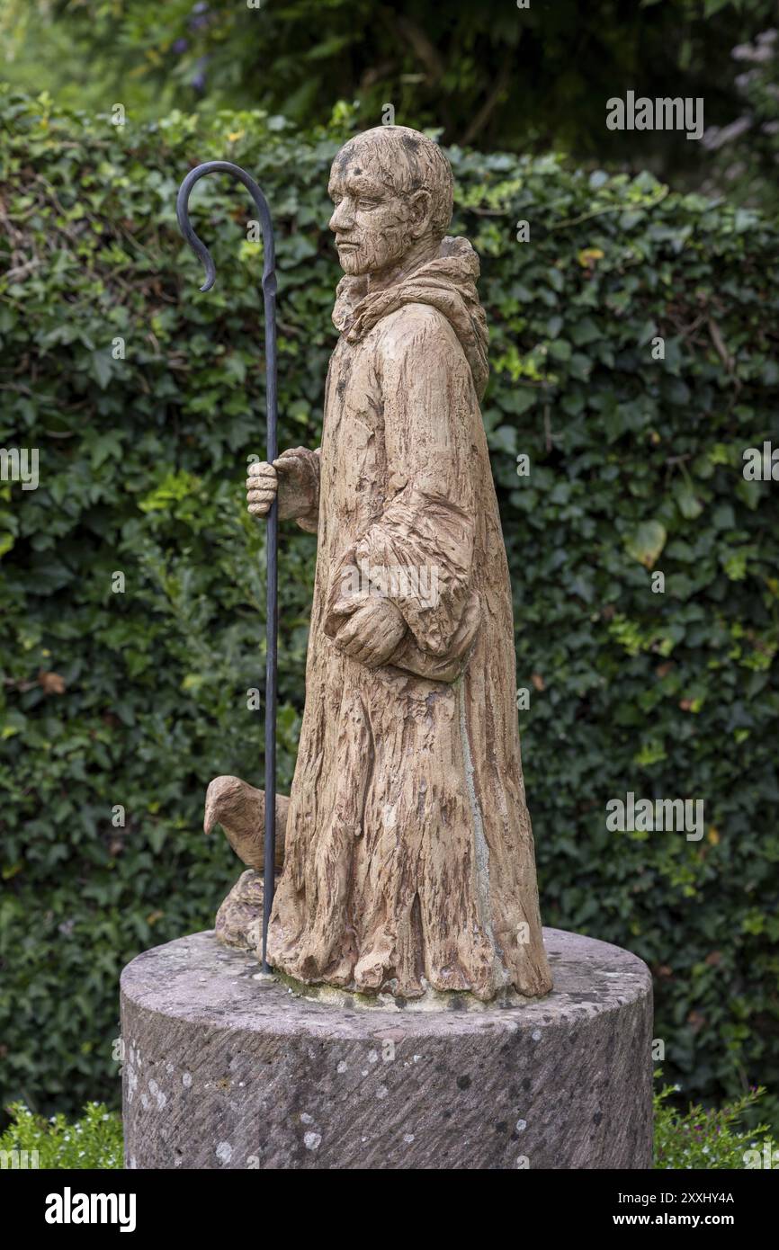 Sculpture of Benedict of Nursia in the monastery garden of the former ...
