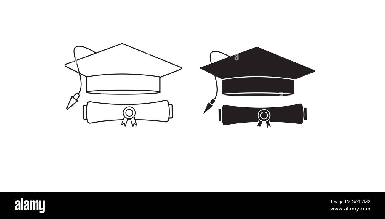 Graduation cap and diploma in continuous one line Stock Vector Image ...