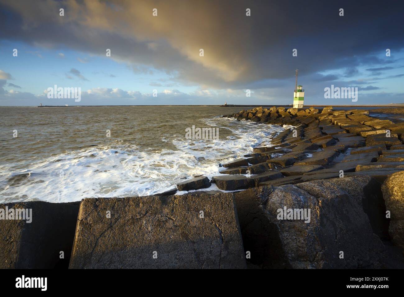 Dutch lighthouse on North sea coast in IJmuiden Stock Photo - Alamy