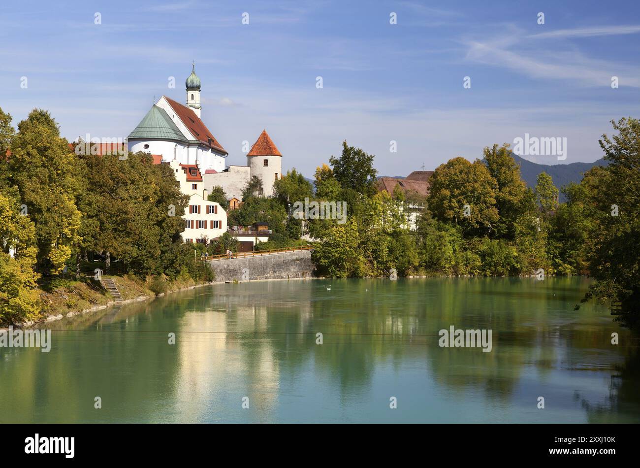 Franciscan monastery in Fussen, Lech river, Germany, Europe Stock Photo ...