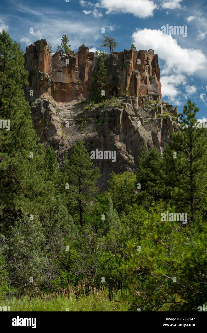 Battleship Rock, an outcrop of volcanic tuff in New Mexico's Jemez ...