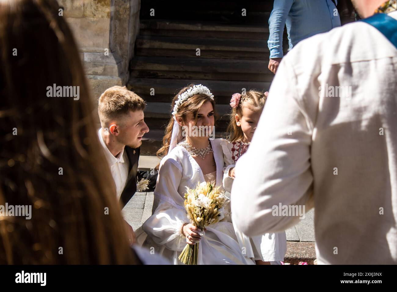 Lviv, Ukraine, August 24, 2024 Traditional Ukrainian wedding taking ...