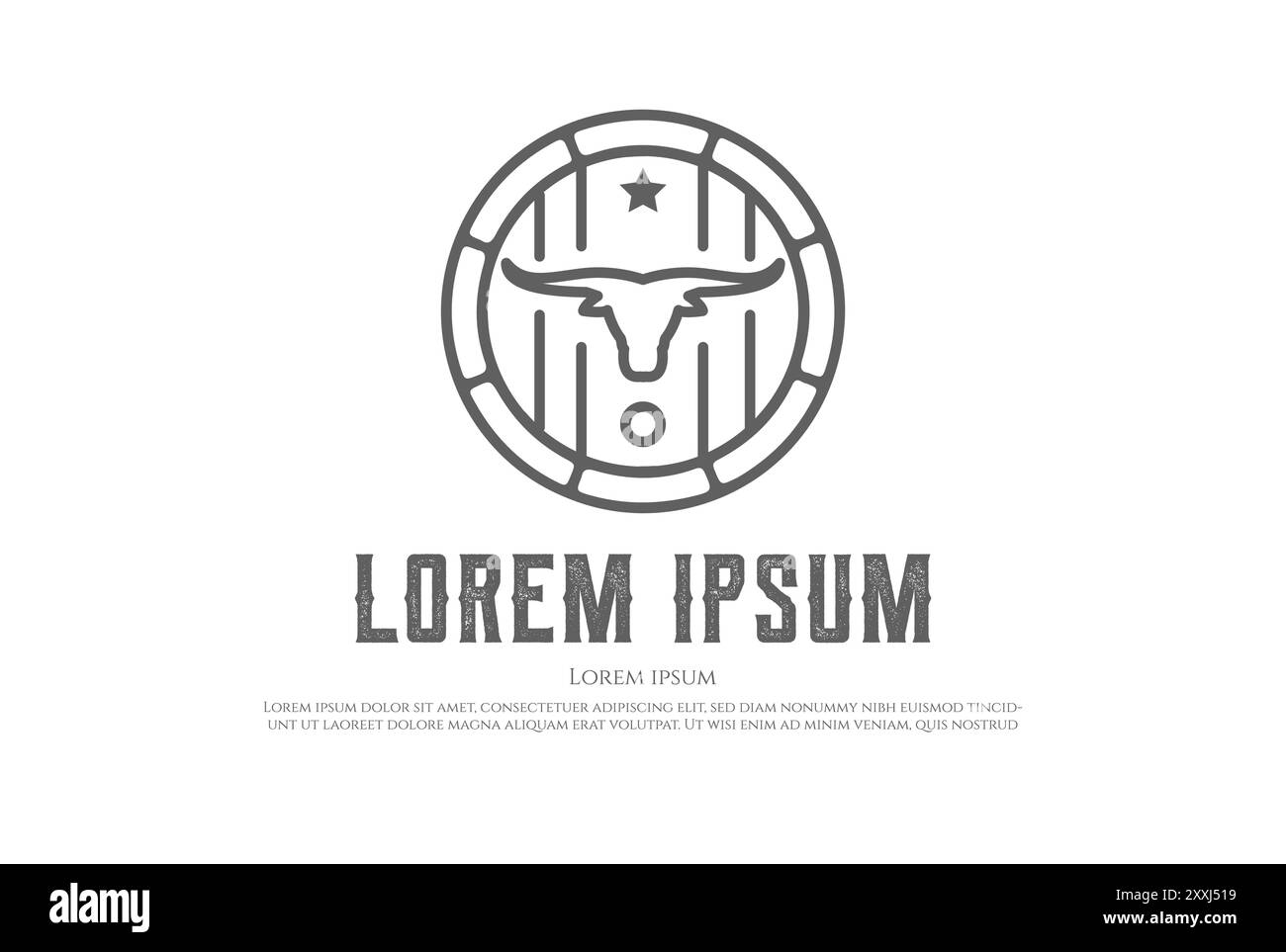 Simple Vintage Bull Bison Longhorn with Beer Barrel Logo Design Vector ...