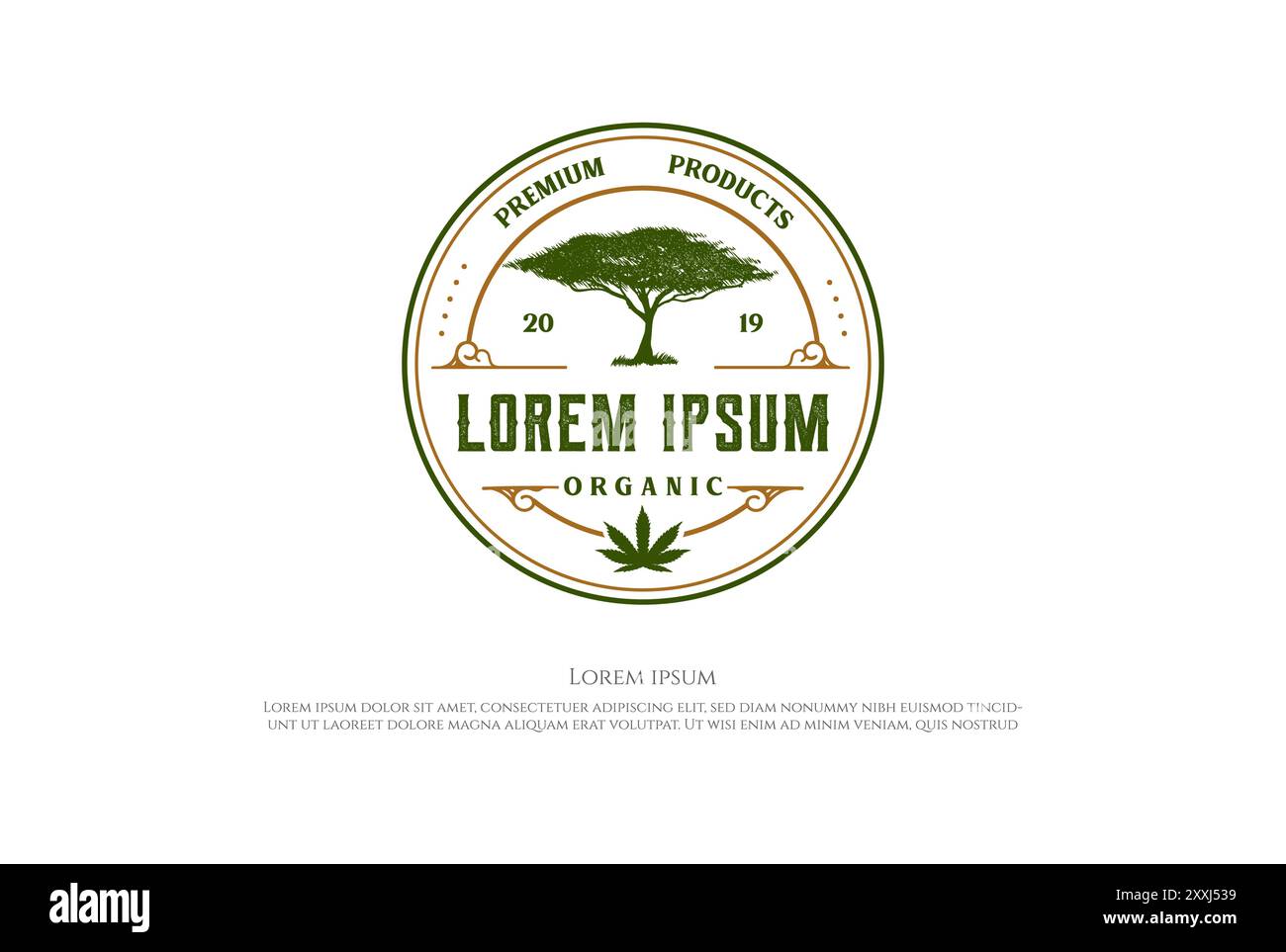 Vintage Circular Round Acacia Tree Badge Emblem for Marijuana Cannabis ...