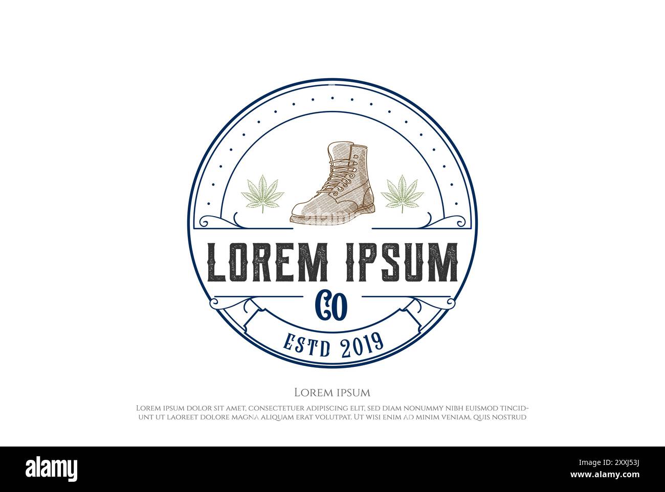 Retro Circular Boot Shoe and Marijuana Cannabis Ganja Leaf for ...