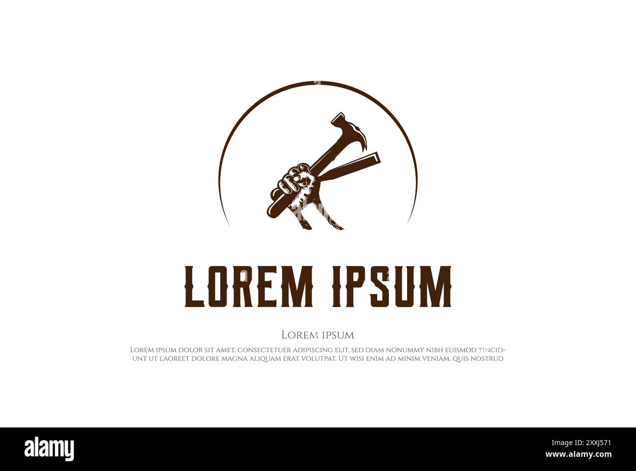 Hipster Rustic Han hold Hammer and Chisel for Carpentry Woodworking ...