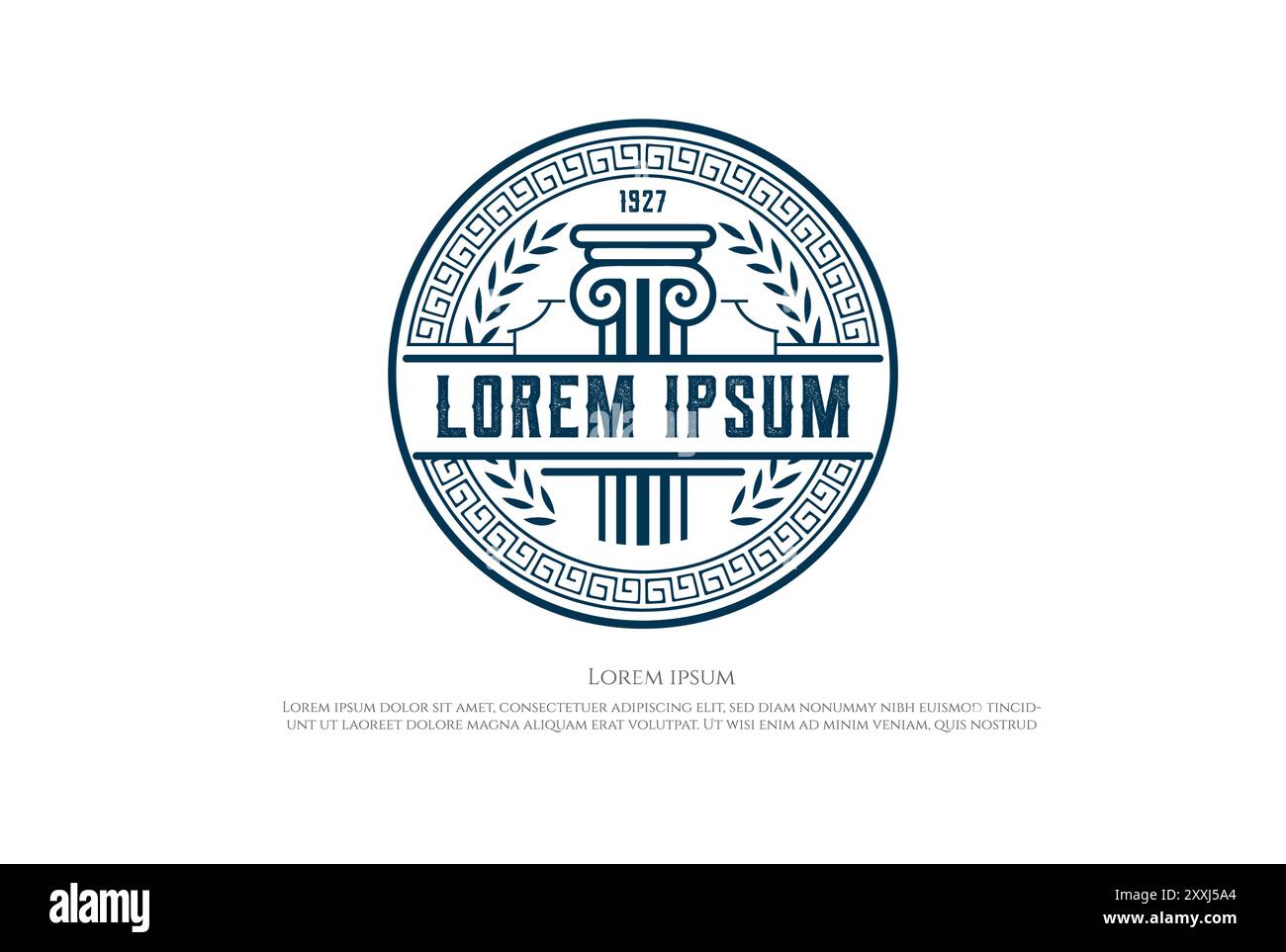 Ancient Greek Coin with Pillar Column, Laurel Wreath, Border Pattern ...