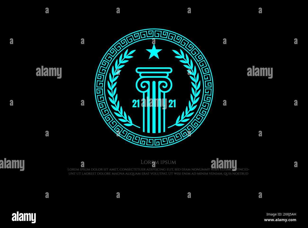 Ancient Greek Coin with Pillar Column, Laurel Wreath, Border Pattern ...